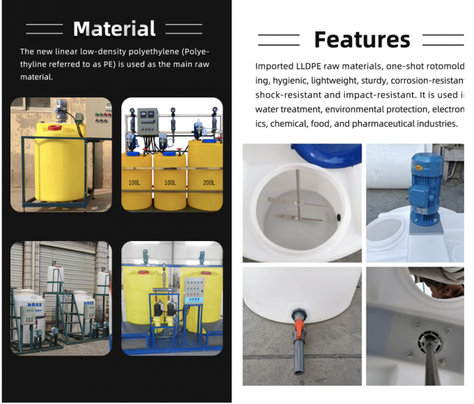500L PE Dosing Tank with Propeller Agitator for Chemical Mixing
